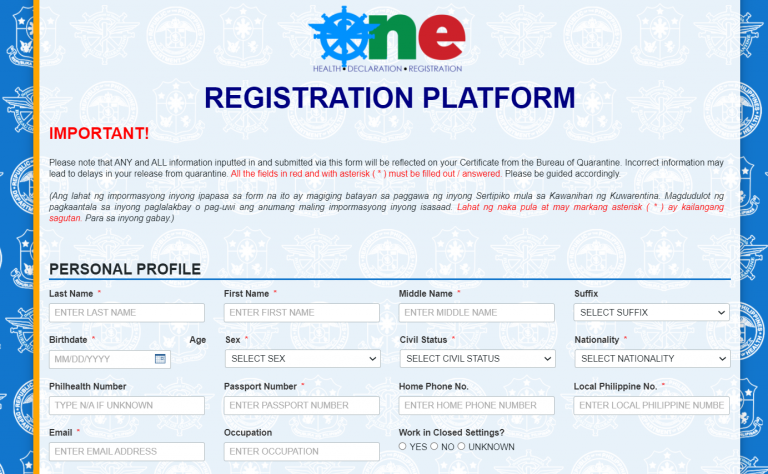 BUREAU OF QUARANTINE’S NEW HEALTH DECLARATION FORM FOR ARRIVING ...